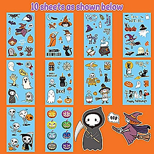 Partywind 10 Sheets Luminous Halloween Temporary Tattoos for Kids, Glow Halloween Decorations Birthday Party Favors Supplies, Halloween Fake Tattoos Goodie Bag Fillers Games Accessories for Party