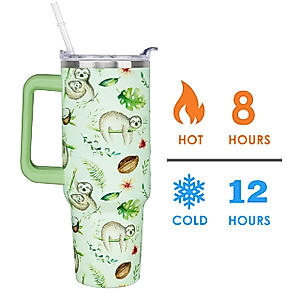 sgqjdpmc 40 oz Sloth Tumbler with Handle and Straw Lid 40oz Sloth Gifts for Women Steel Insulated Travel Coffee Cup