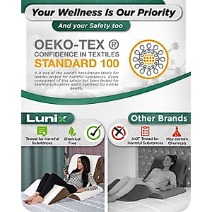Lunix LX5 4pcs Orthopedic Bed Wedge Pillow Set, Post Surgery Memory Foam for Back, Leg Pain Relief, Sitting Pillow, Adjustable Pillows Acid Reflux and GERD for Sleeping, with Hot Cold Pack, Brown
