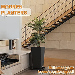 Elevens Outdoor Planter Larger Flower Pots Indoor Taper Garden V-Shape Tall Planters 24 inches Garden Pots Planter - Black（2 Packs）