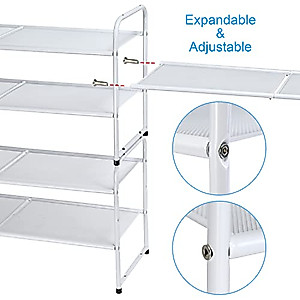 SUFAUY 2-Tier Shoe Rack, Stackable Shoe Shelf Storage Organizer for Entryway Closet, Metal Mesh, White