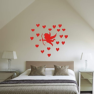 Valentine Day Decor Cupid Angel Wall Decal Love Arrow Decals Heart Wall Decor Love Heart Wall Stickers Family Kids Room Home Wall Window Couple Bedroom Decoration