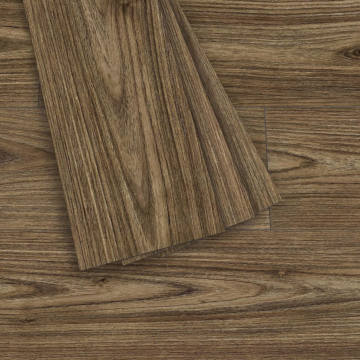 Skyblur Brown Peel and Stick Wooden Floor Tiles for Kitchen Backsplash - Waterproof, Self-Adhesive, 35x6 Inch, 4 Pcs