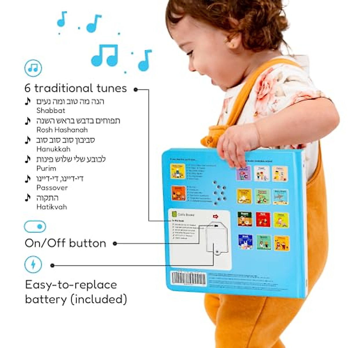 Calis Books Jewish Musical Book | Passover Books for Kids 1-3 - Jewish Holidays Book for Children with 6 Traditional Jewish Songs | Jewish Books for Toddlers | Passover Gifts for Children