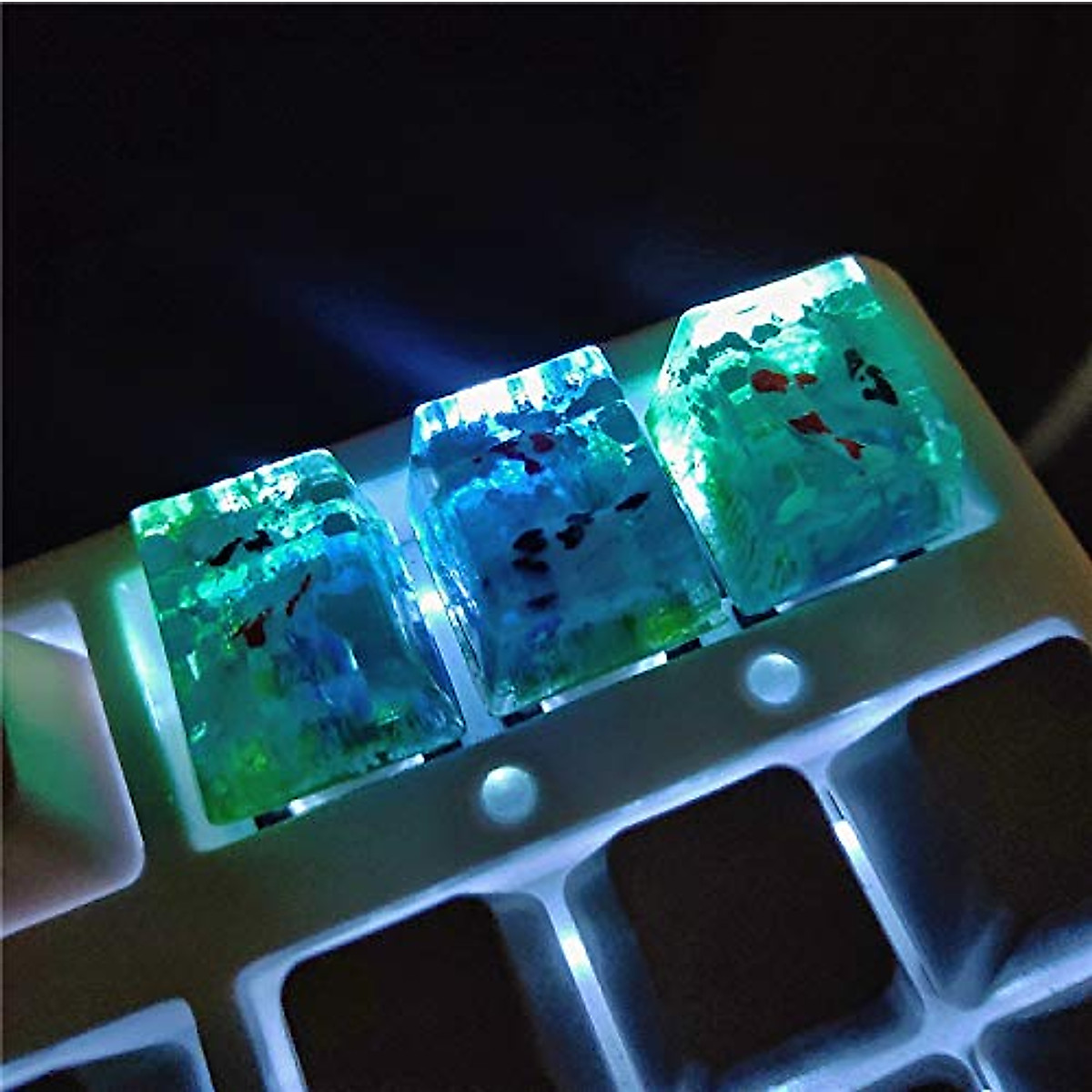 Resin Keycaps, Handmade Resin Keycap Koi Fish Backlit Resin Spacebar Keycap for Cherry MX RGB Switch Gaming Mechanical Keyboards DIY Replace
