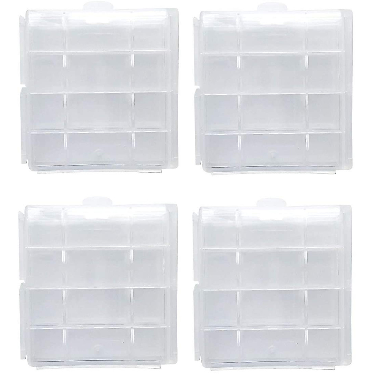 HOMEFUNTIME Battery Case AA/AAA Battery Holder Container Compact Portable Organizer Storage Case Insulative Plastic Clear Protective Battery Case for Travelling/Home/Office/School/Garage(4 PCS)
