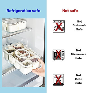 Amaviva Divided Serving Tray with Lid and Handle, Snack Box Container for Portable Snack Platters, Storage Organizer for Fruit, Veggie, Snack, Candy-Perfect for Party, Travel, & Picnic