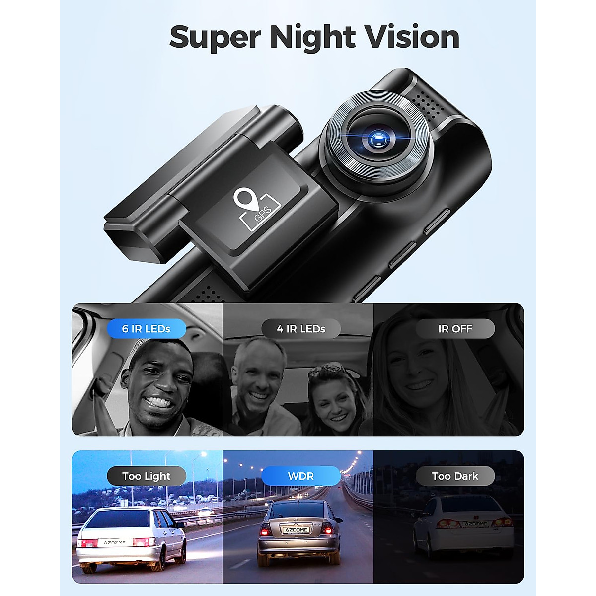 AZDOME M550 3 Channel Dash Cam with 3-Lead Mini USB Hardwire Kit (JYX02)