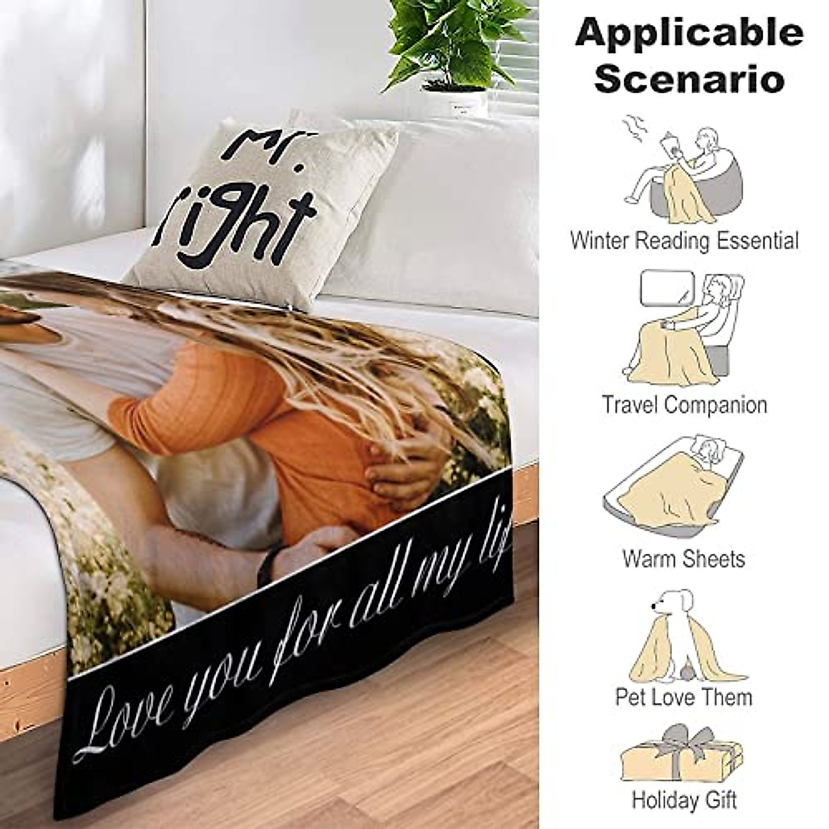 Custom Blanket, Custom Blankets with Photos: Made in USA, Personalized Blanket Memorial Gift 10 Photos Collage Customized Blankets, Throw Blanket for Family Lover Birthday Wedding Christmas-5 Sizes