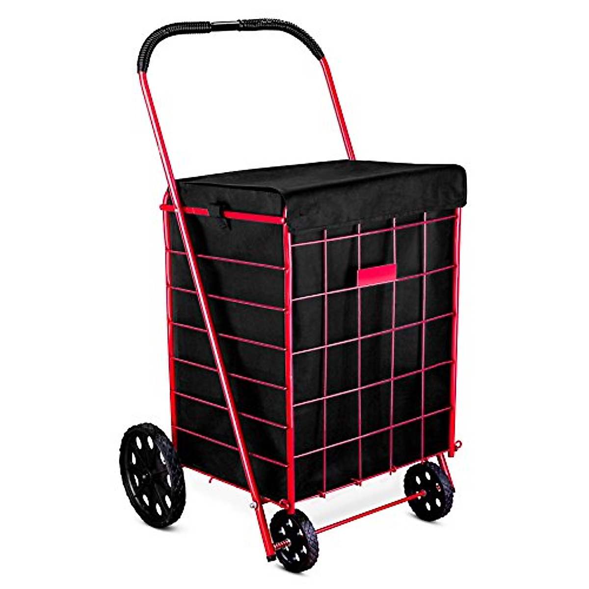Shopping Cart Liner - 18" X 15" X 24" - Square Bottom Fits Snugly Into a Standard Shopping Cart. Cover and Adjustable Straps for Easy and Secure Attachment. Made from Waterproof Material, Black