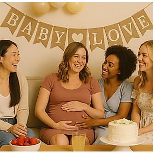 Shimmer Anna Shine BABY LOVE Burlap Banner for Baby Shower and Gender Reveal Party Decorations