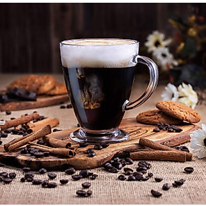 JoyJolt Declan Coffee Mug. Glass Coffee Mugs Set of 6. Clear Glass Coffee Cups 16 Oz with Handles for Hot Beverages - Cappuccino, Latte, Big Tea Cup. Crystal Clear Glass Cups, Espresso Coffee Gifts