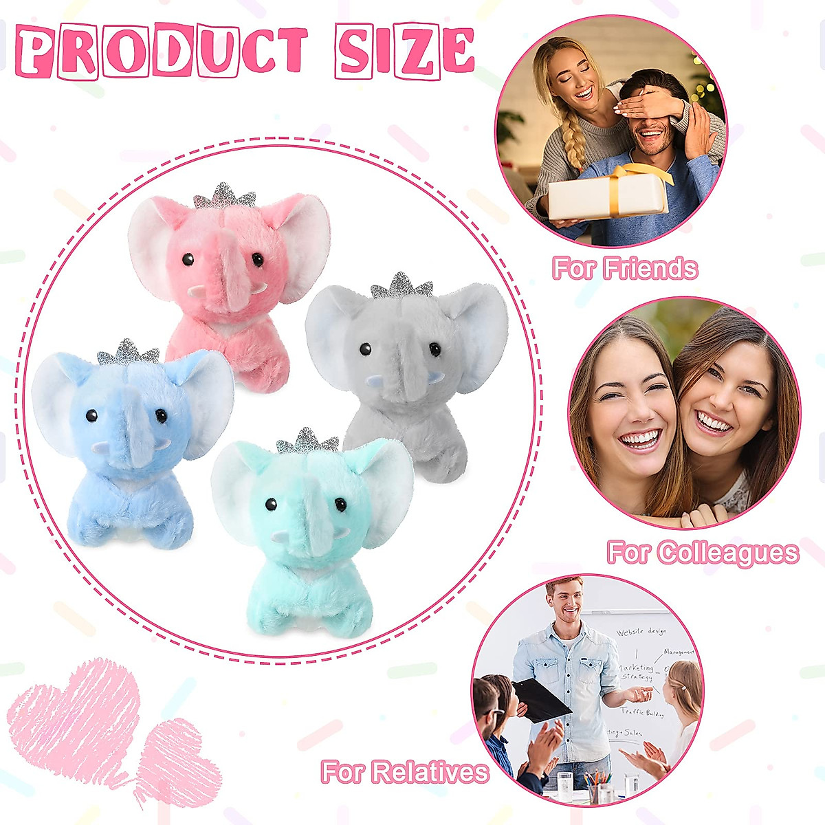 8 Pcs Operation Christmas Plush Mini Elephant Stuffed Animals 4 Inch Soft Forest Elephant Toys for Baby Shower Boys Girls Birthday Party Christian Charity Donation Supplies(Elephant, 4 Inches)