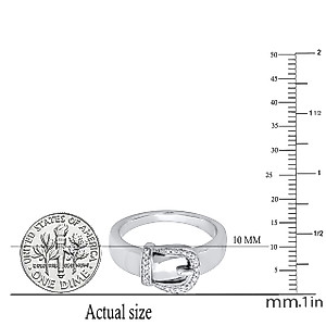 Dazzlingrock Collection 0.08 Carat (ctw) Round White Diamond Women Buckle Right Hand Ring, Sterling Silver, Size 6.5