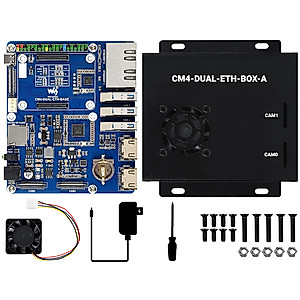Bicool Dual Gigabit Ethernet MiniComputer Based on Raspberry Pi Compute Module 4 with CM4 Dual Gigabit Ethernet Base Board and Metal Case with Cooling FanETHCSIDSIRTCHDMIMicro SDUSB