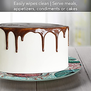 CounterArt Ocean Finds 4mm Heat Tolerant Tempered Glass Lazy Susan Turntable 13" Diameter Cake Plate Condiment Caddy Pizza Server