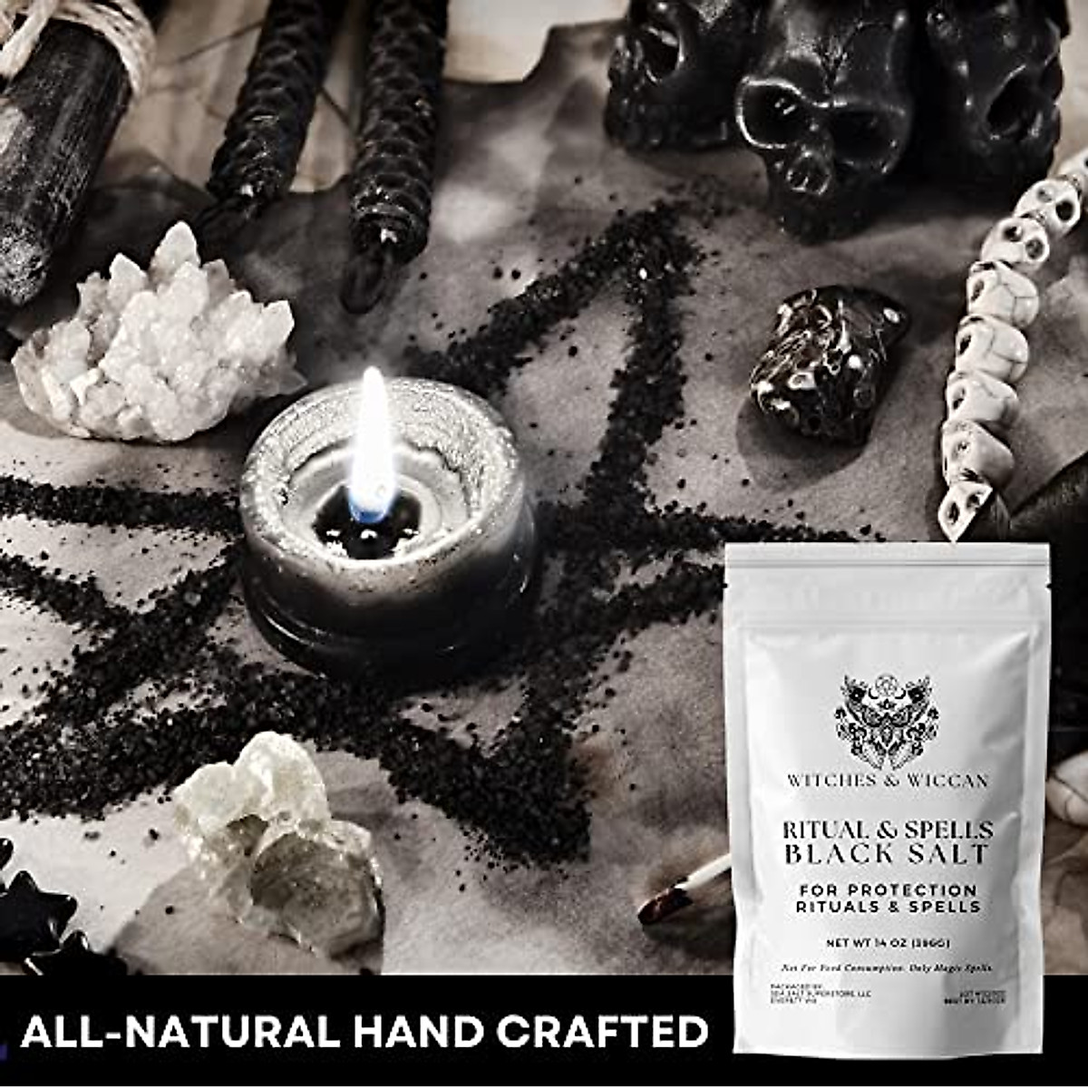 Black Salt for Protection Rituals, Wiccan Supplies, Sal Negra para Rituales de Brujeria - 1.75 lb Pack (14 oz Bag x 2) - Witches & Wiccan Witchcraft Supplies