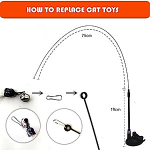 Mrocioa 11pcs Cat Toys Feather Teaser, Interactive Suction Cup Cat Toy Wand with Replaceable Kitten Toys for Indoor Cats to Play Chase Exercise