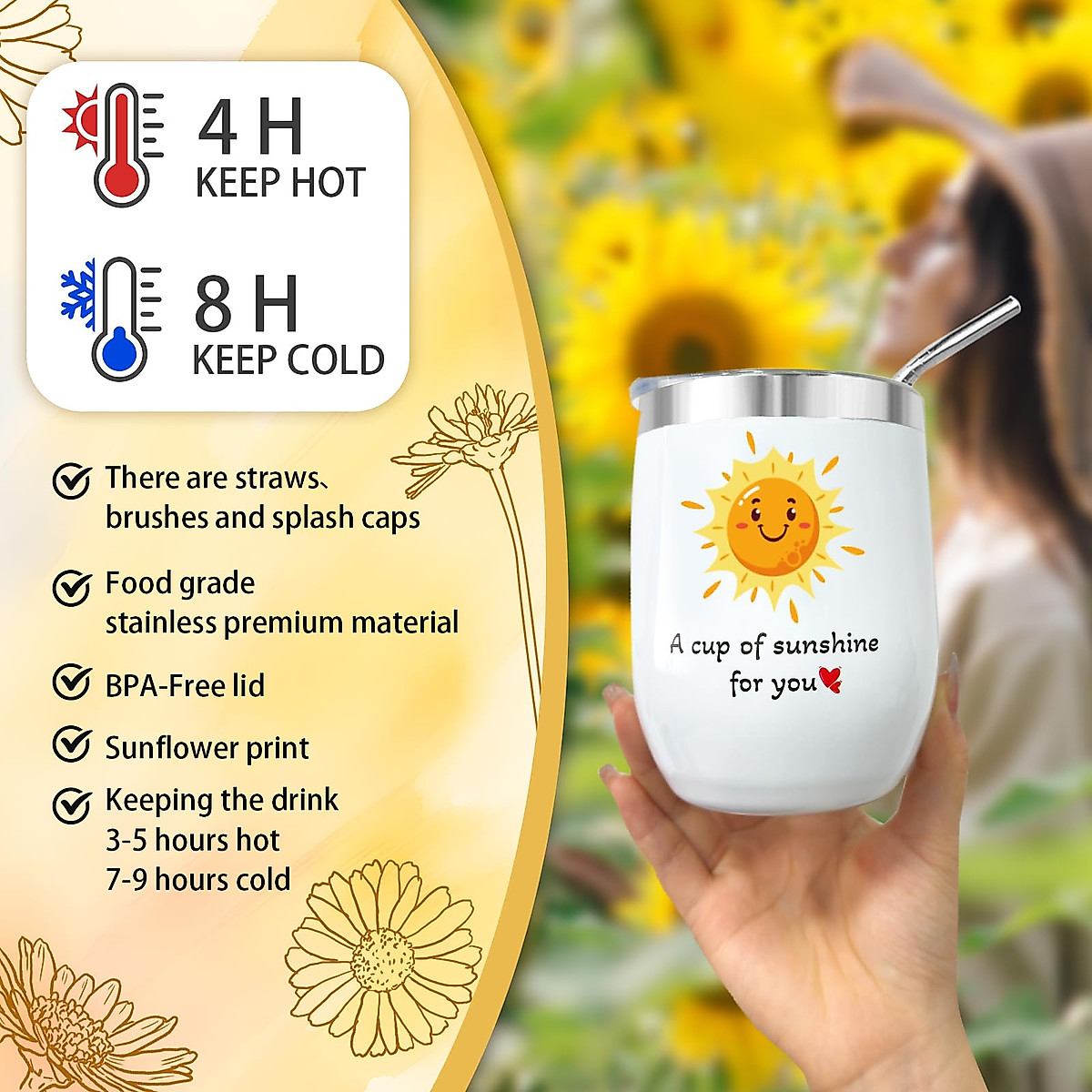 Birthday Gifts for Women, Sunflower Self Care Package Christmas Gifts, Sending Get Well Soon Sympathy Gifts Basket Unique Relaxation Spa Gifts Box for Women, Her, Sister, Mom, Best Friends