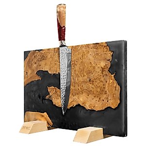 Seveat 15 inches Magnetic Knife Block – Double-Sided Wooden Magnetic Knife Holder with 3 Knife Magnet Bars, Stylish Kitchen Knife Storage Organizer & Stand for Countertops (Black)