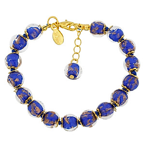 GlassOfVenice Murano Glass Sommerso Bracelet - Tender Blue