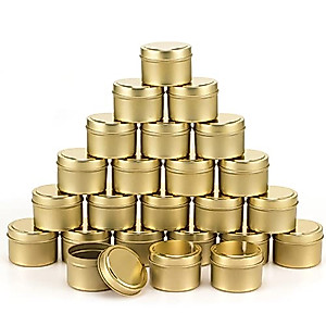 SONVIIBOX 24 Pieces gold Candle Tins 4oz,Candle tin Bulk,candle jars for making candles,Bulk Candle Containers for Candle Making,Storage Jars,DIY Candle Making(Gold)