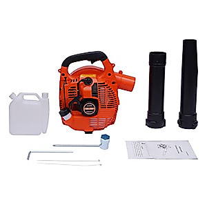2 Stroke Handheld Gas Powered Leaf Blower,25.4cc 0.75kw/7500rpm Single Cylinder Commercial Garden Gasoline Blower for Lawn Care Blowing Leaves, Snow Debris and Dust, Orange
