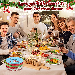 Sliner 120 Pcs Christmas Plates Paper Dessert Disposable Plates Santa Snowman Christmas Wreath Reindeer Gingerbread Man Design, for Christmas Party Supplies Christmas Decorations, 6 Styles(7 Inch)