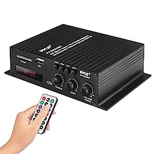 Pyle Class-T Bluetooth Power Audio Amplifier - 120W Mini Dual Channel Sound Stereo Receiver Box w/ USB, RCA, 12V Adapter - For Subwoofer Speaker, Home Theater, PA System, Studio Use - Pyle PFA220BT