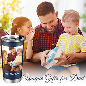 Personalized Coffee Tumbler with Pictures Text, 20oz Custom Insulated Stainless Steel Tumbler, Customized Father's Day Birthday Gifts for Men Women, Travel Coffee Cup with Lids