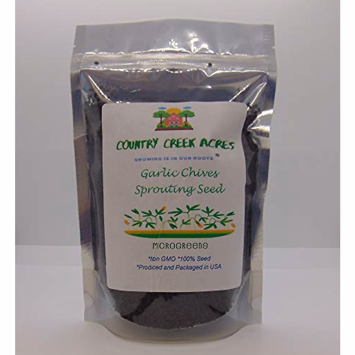 4 oz Garlic Chive Seeds, Non-GMO Microgreen Pure Seed,- Delicious Herb! Microgreens, Sprouting Seeds,- Country Creek LLC. Brand