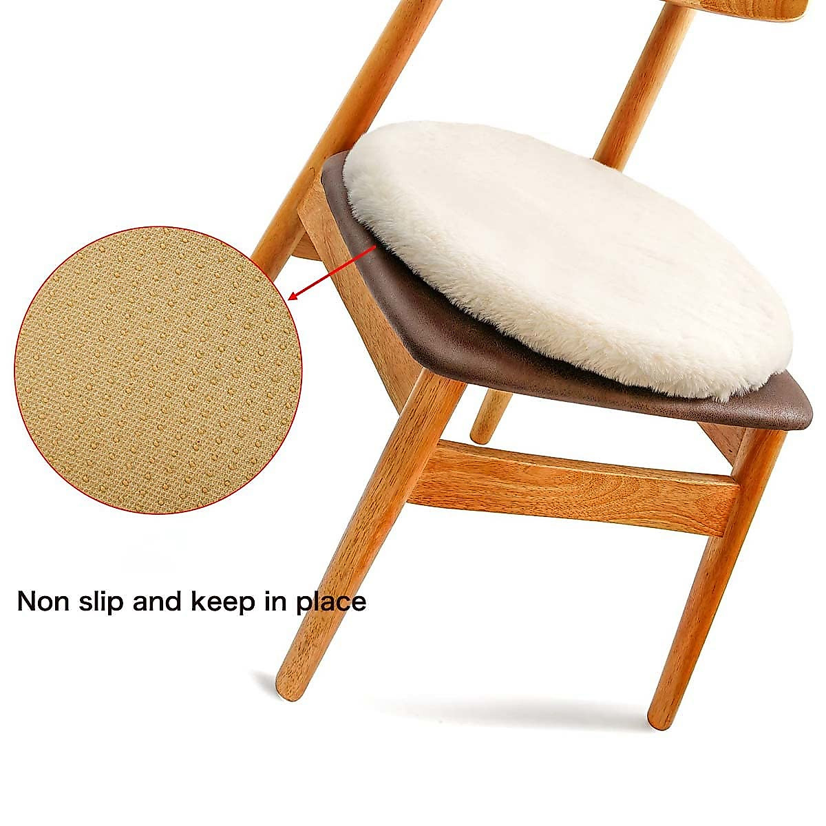 Jhorxa Memory Foam Seat Cushion, Round Floor Cushion, Soft Faux Fur Seat Cushion for Office Chair, Multicolors 18 x 18 Inch