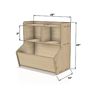 Bush Acres Shelby - Wooden Single Sided Nursery Bookshelf Display Stand Organizer Bin for Displaying Kids Books