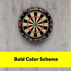 Viper League Pro Regulation Bristle Steel Tip Dartboard Starter Set with Staple-Free Bullseye, Radial Spider Wire, High-Grade Sisal with Rotating Number Ring, Chalk Cricket Scoreboard, Steel Tip Darts