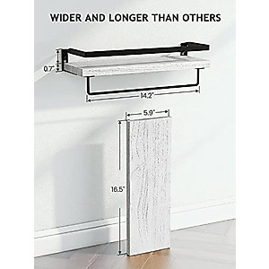 Allkartz Bathroom Rack | Pine Wooden Wall Shelf | Bathroom Organizer | Bathroom Shelf for Wall | Wooden Shelf Set of 2 for Living Room , Bedroom , Kitchen , Bathroom | (White)
