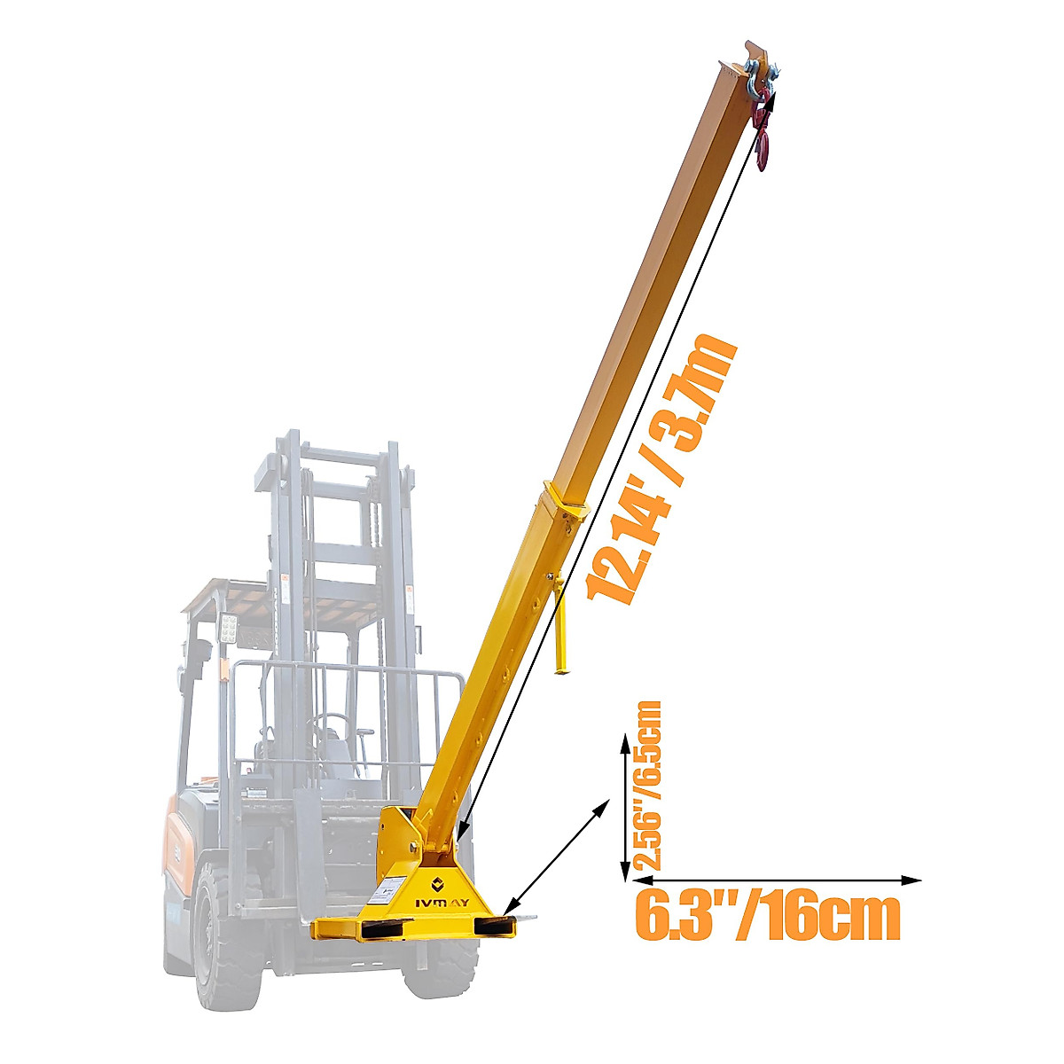 LGXEnzhuo 4400LB Forklift Jib Boom Crane, Forklift Mobile Crane Lifting Hoist with 2 Hooks, Boom Length 7-11 ft, Adjustable Angle 0-75°, Forklift Boom Attachment Towing Handling Equipment