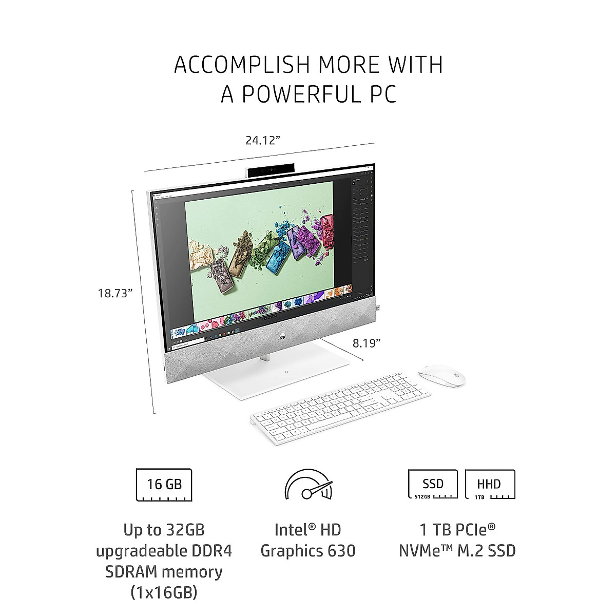 HP Pavilion 27-d0080 27" AIO Touchscreen Computer i7-10700T 16GB 1TB SSD 9ED27AA Renewed