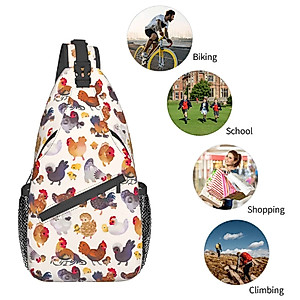 Chicken And Chick Sling Bag Crossbody Backpack Hiking Travel Daypack Chest Bag Shoulder Bag For Women Men