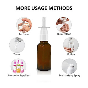 VIGOR PATH Glass 1 oz Nasal Sprayer - Empty, Refillable, Travel-Sized Solution for Saline Applications - Quality Glass Construction! (Amber)