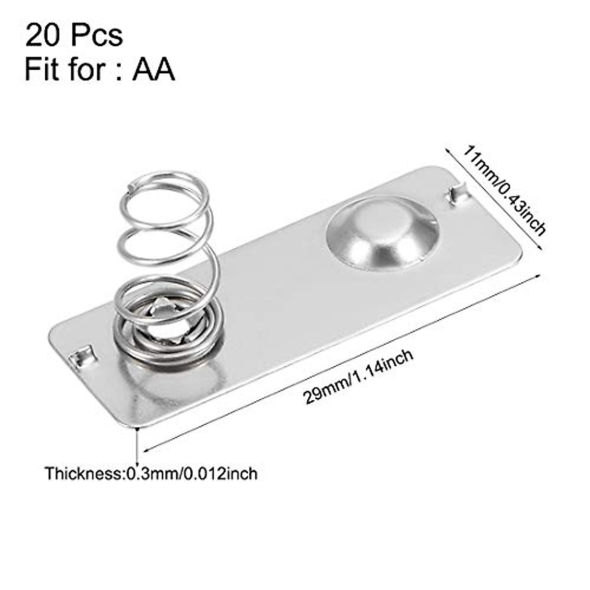 uxcell 20Pcs AA Battery Negative to Positive Conversion Spring Contact Nickeling Plate 29mmx11mm