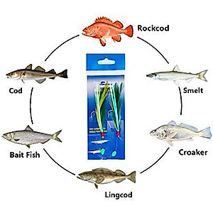 Sanhu Rock Cod Feather Rigs 5/0 Green/Yellow 10 Packs