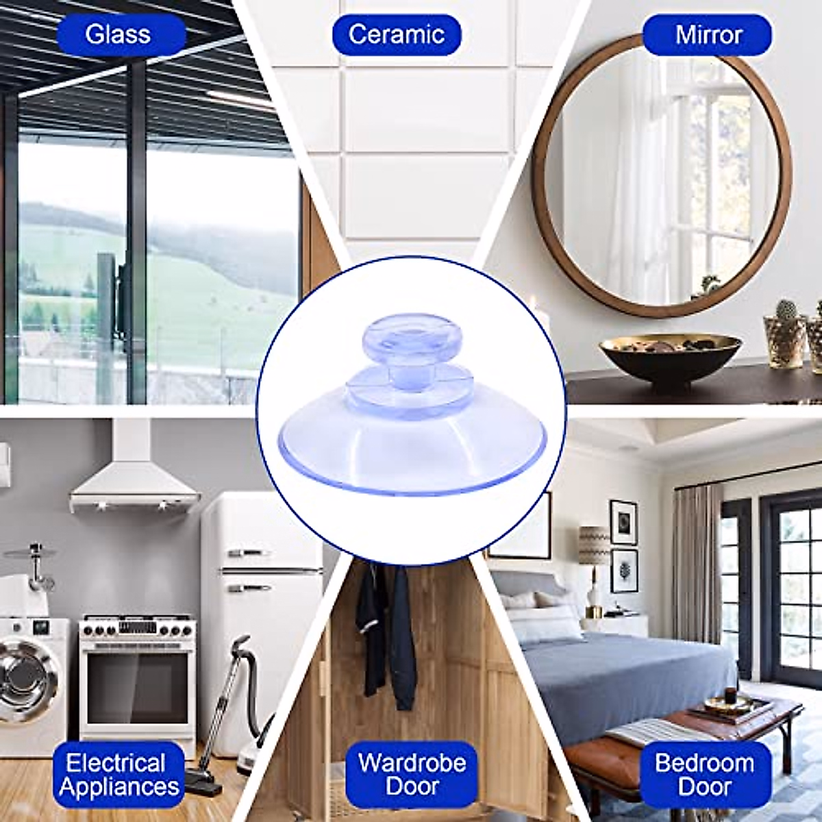 Zorfeter 40 Pcs 0.78 Inch Mini Clear Suction Cups Without Hooks Without Holes, Transparent Plastic Sucker Pads for Festival Decoration Wall Glass Home