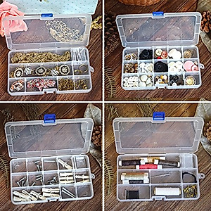 DUOFIRE Plastic Organizer Container Storage Box Adjustable Divider Removable Grid Compartment for Jewelry Beads Earring Container Tool Fishing Hook Small Accessories（15 grids，White x 4）