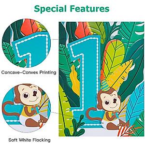 WRAPAHOLIC 1st Birthday Card with Envelope - First Birthday Card, Monkey Card - 5.9 Inch x 7.9 Inch