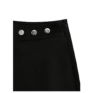 WDIRARA Women's High Waist Pleated Button Skort Asymmetrical Skirt Shorts Black S