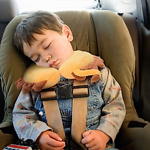 H HOMEWINS Travel Pillow for Kids Toddlers - Soft Neck Head Chin Support Pillow,Cute Animal in Any Sitting Position for Airplane,Car,Train,Machine Washable,Children Gifts(Lion)