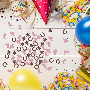 Helewilk Glitter Cowgirl Confetti, Western Theme Birthday/Baby Shower/Wedding/Bachelorette Party Table Decorations, Wild West Kids Girls Birthday Party Scatters Confetti, Let's Go Girls Party DIY