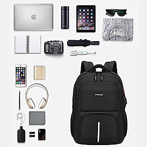 Backpack for Men, School Backpack For Traveling with USB Charging Port, Durable, Waterproof & Anti Theft 16 In Laptop Backpack for College Students, Business Computer Work Daily Daypack, Black