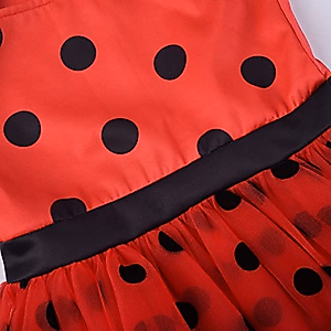 Uplus ME Ladybug Costume Girls Ladybug Dress Lady Bug Costumes for Kids Toddler Ladybird Dress Up Set for Halloween Birthday (2-3T/100)