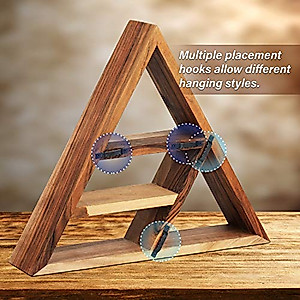 Curawood Triangular Crystal Display Shelf - Wooden Triangle Shelf for Crystals - Crystal Holder for Stones Display - Altar Crystal Wall Decor, Rock Display Shelf - Crystal Shelf Display for Stones